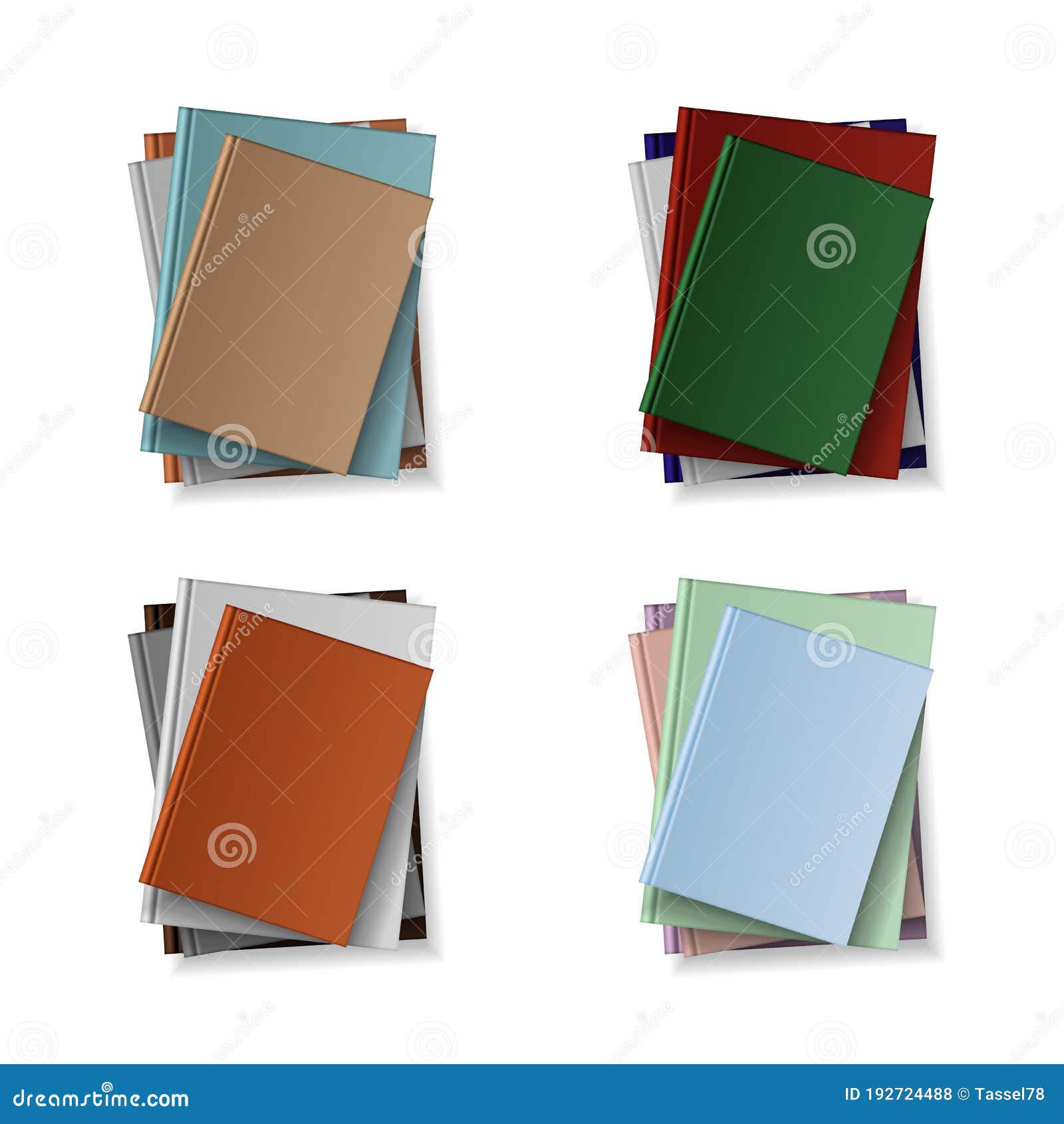 Stack of Blank Books, Top View. Various Blank Color Books on White ...