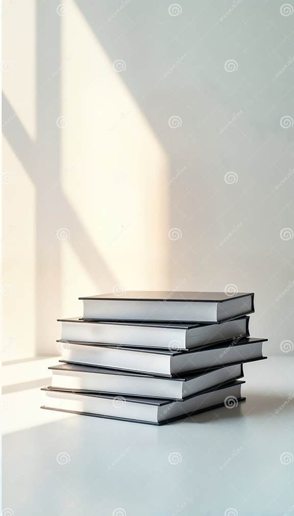 Stack of Blank Books on White Surface. Simple Mockup Design. Books Dark ...