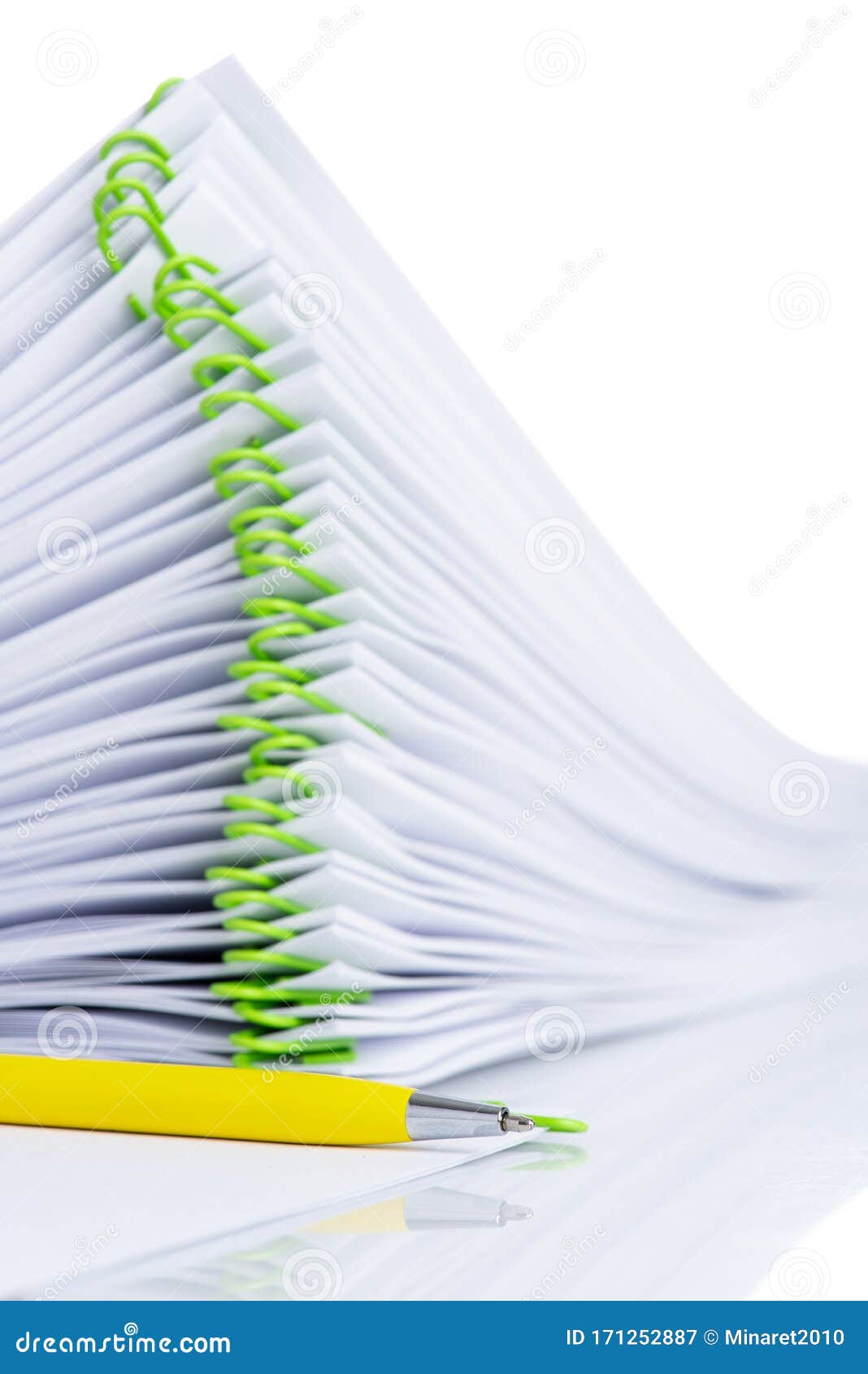 Stack of Blank Document with Paper Clip on White Stock Image - Image of ...