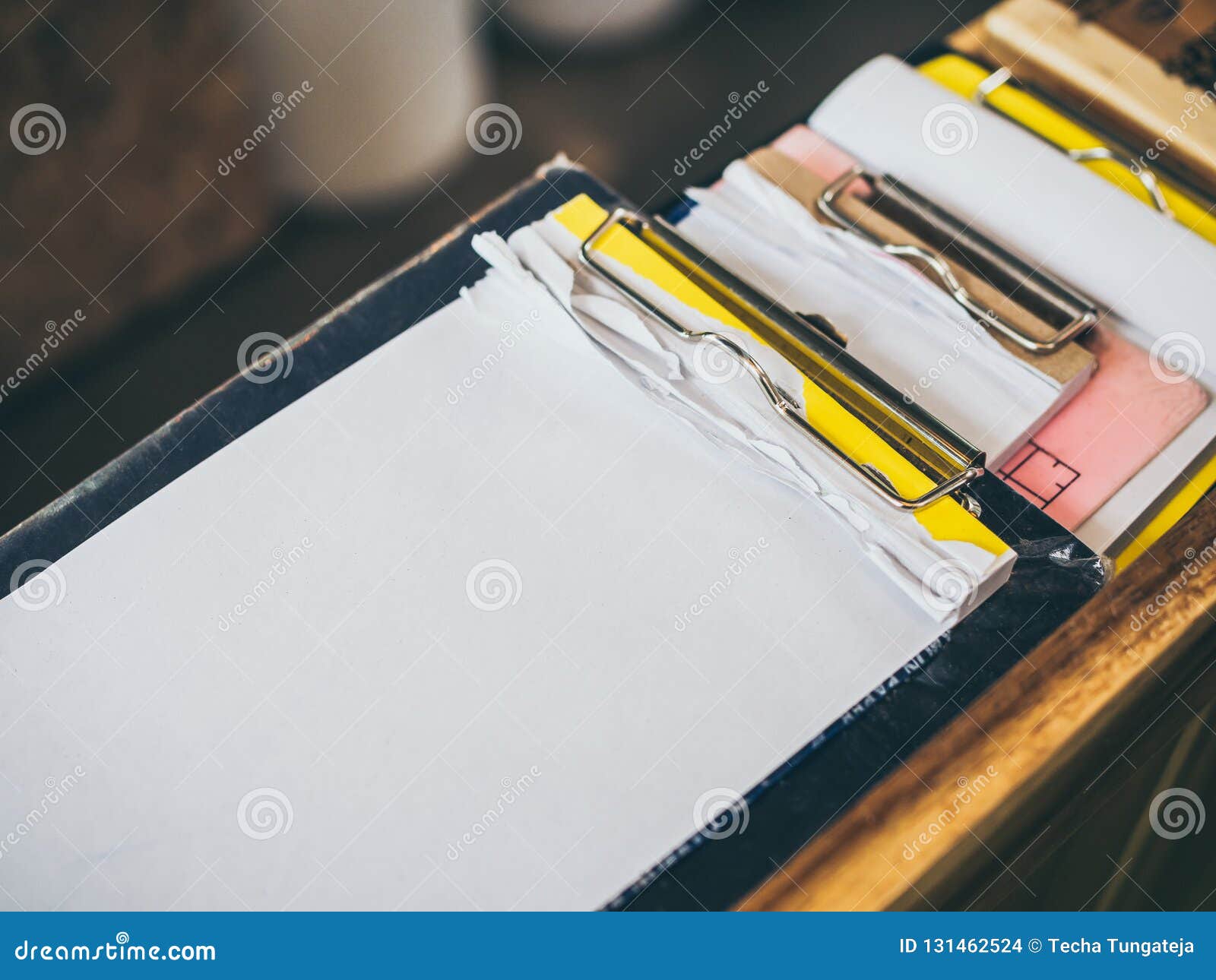 Stack of Blank Notepad Torn in the Clipboard for Note Order List in a ...