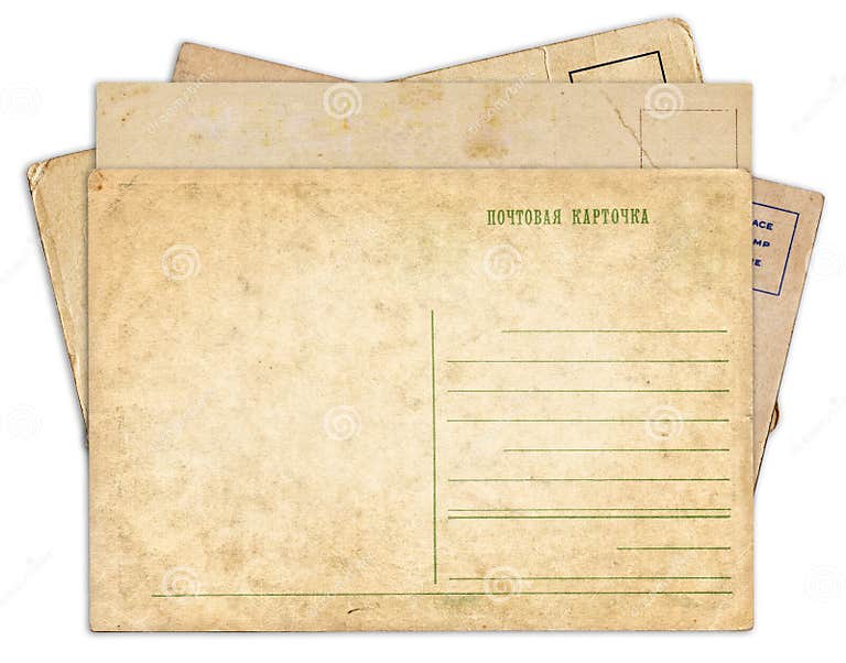 Stack of Blank Old Vintage Postcard Isolated Stock Image - Image of ...