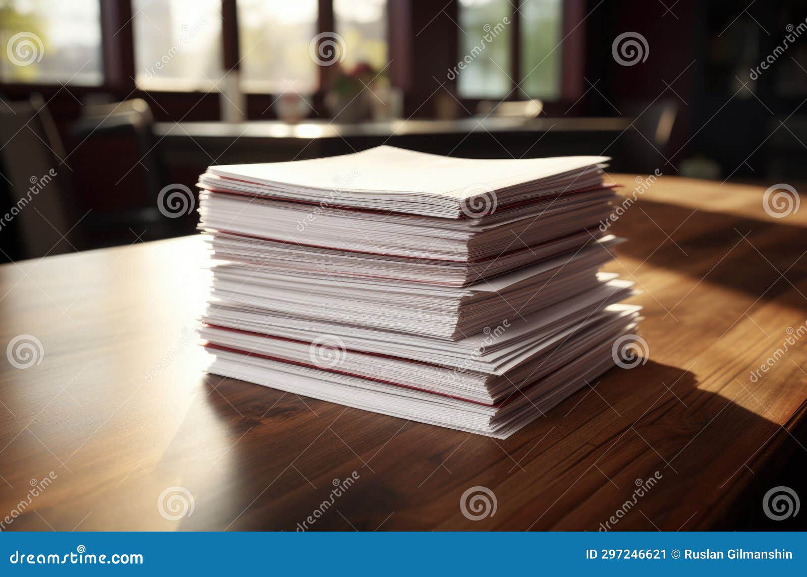 Stack of Blank Paper with Binder Clips on Wooden Table Indoors Stock ...