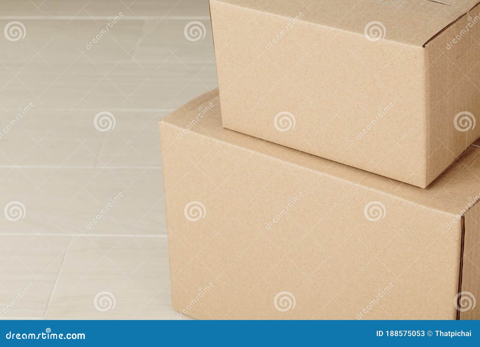 Stack of Blank Paper Cardboard Box Mockup on the Floor Stock Image ...