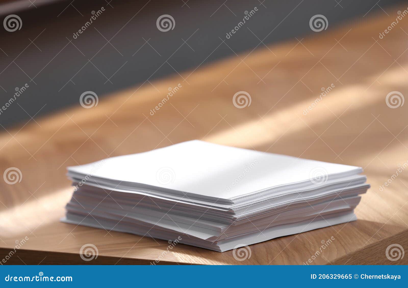 Stack of Blank Paper on Wooden Table Indoors. Space for Text Stock ...