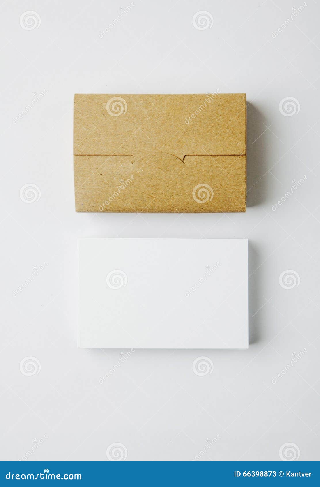 Stack of Blank White Business Cards and Craft Cards Box on White ...