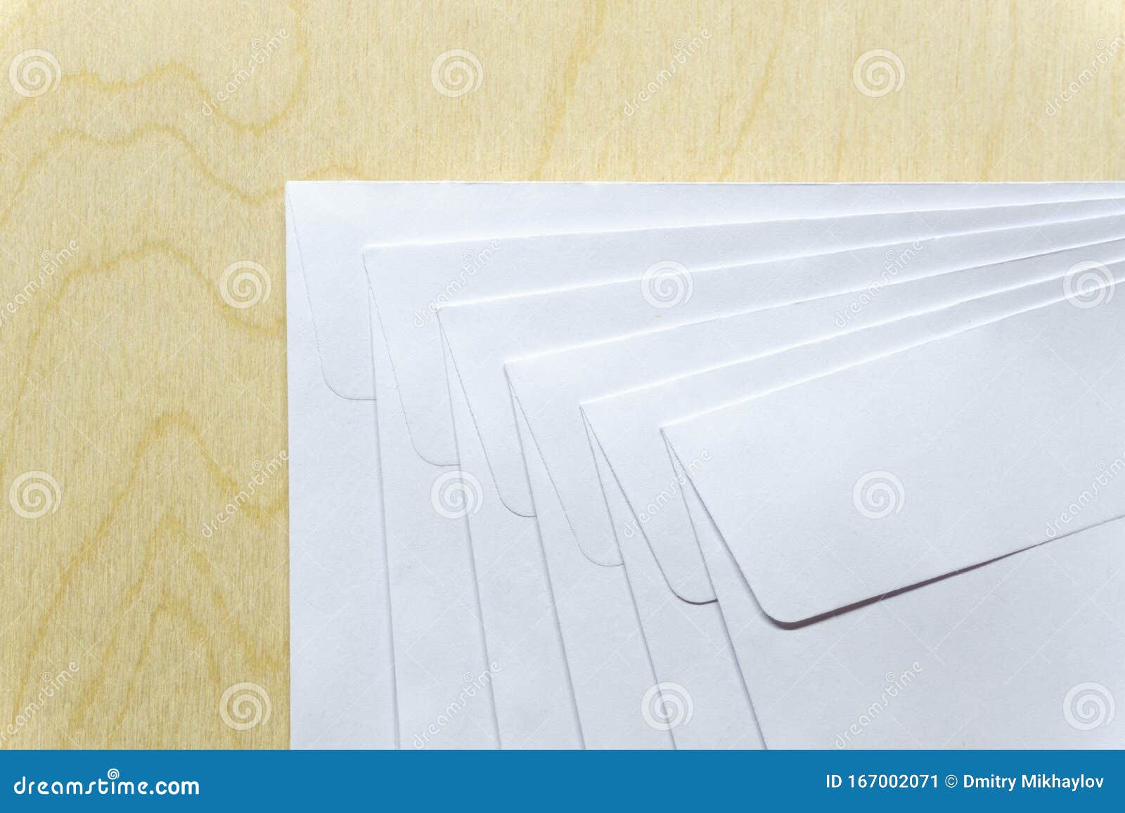 Blank White Envelopes on Wooden Desk Stock Image - Image of ...