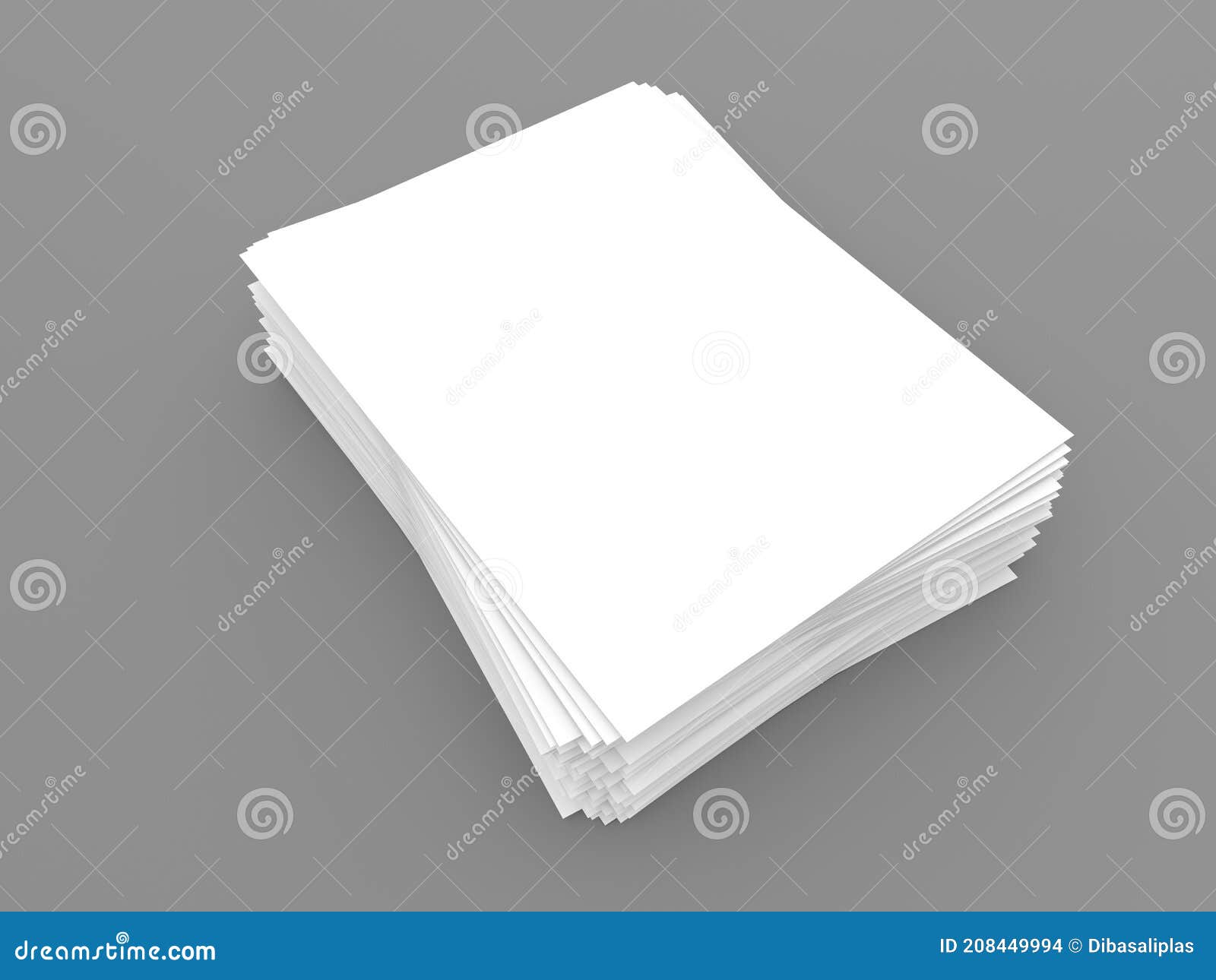 Stack Of Blank A4 White Paper Template Sheets On Gray Background. Stock ...