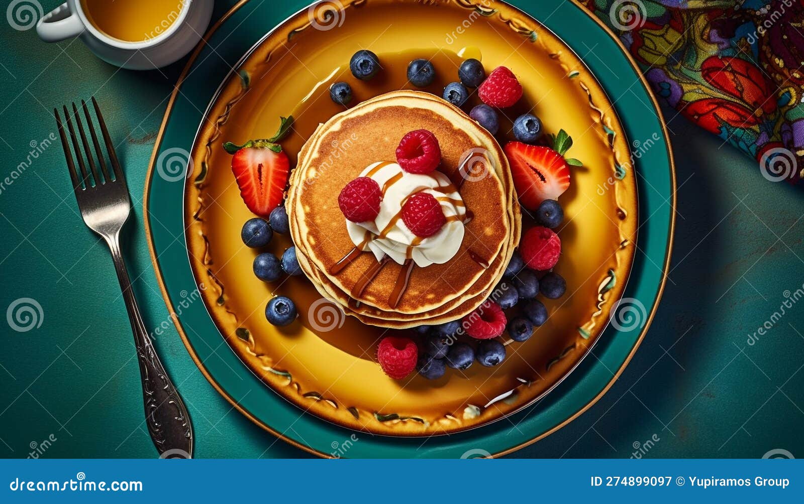 A Stack of Blini, Fruit, and Syrup Generated by AI Stock Image - Image ...