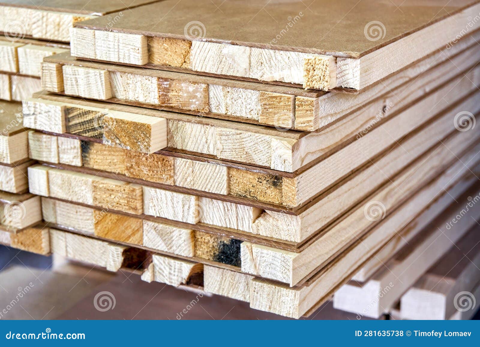 Stack of Block Boards Made of Wooden Planks and MDF in Carpentry Stock ...