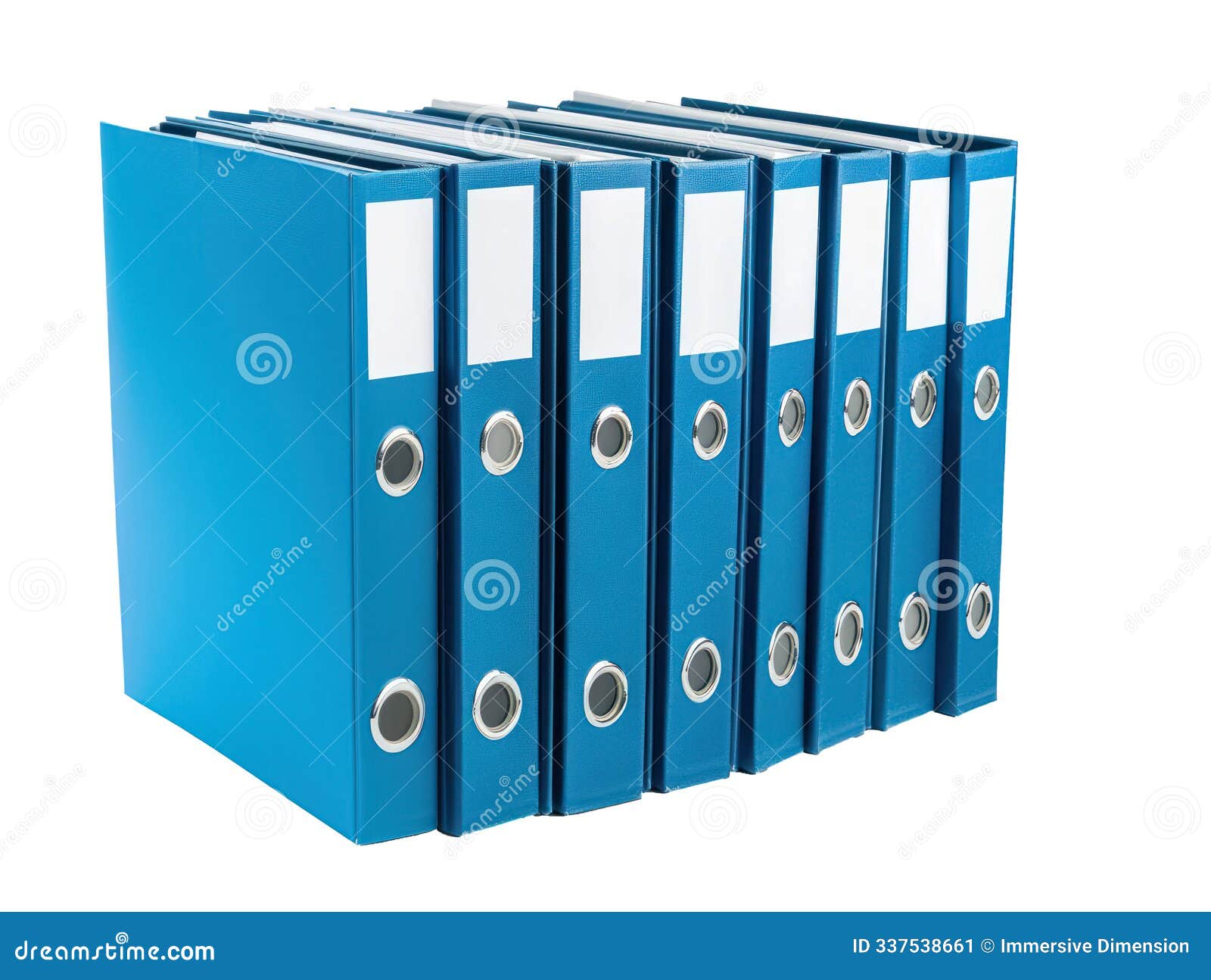 Row Of Six Blue Binders Organized On A Transparent Background, Blue ...