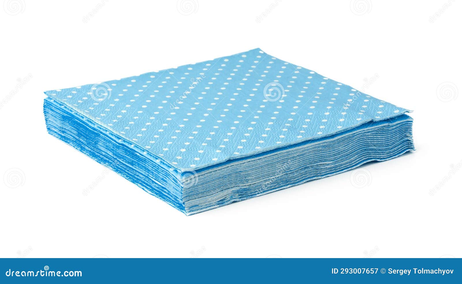 Stack of Blue Dotted Paper Napkins Isolated on White Stock Image ...