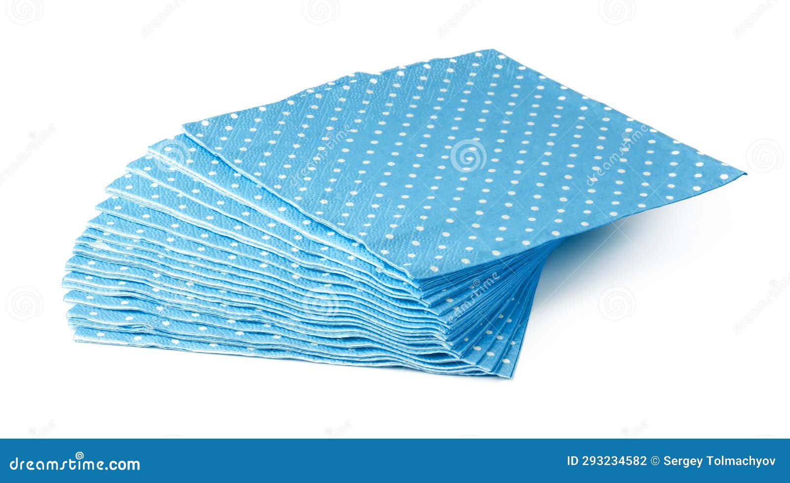Stack of Blue Dotted Paper Napkins Isolated on White Stock Photo ...