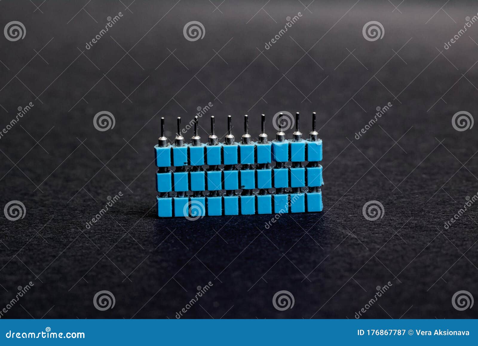 Stack of Blue Electronic Engineering Connectors Close Up Stock Image ...