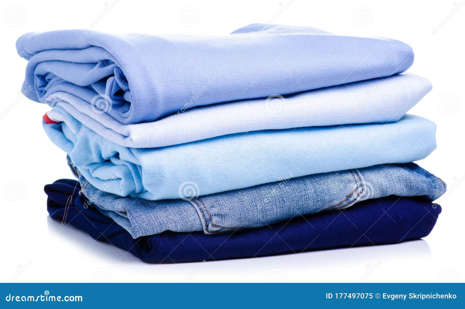 Stack blue folded clothing stock image. Image of color - 177497075