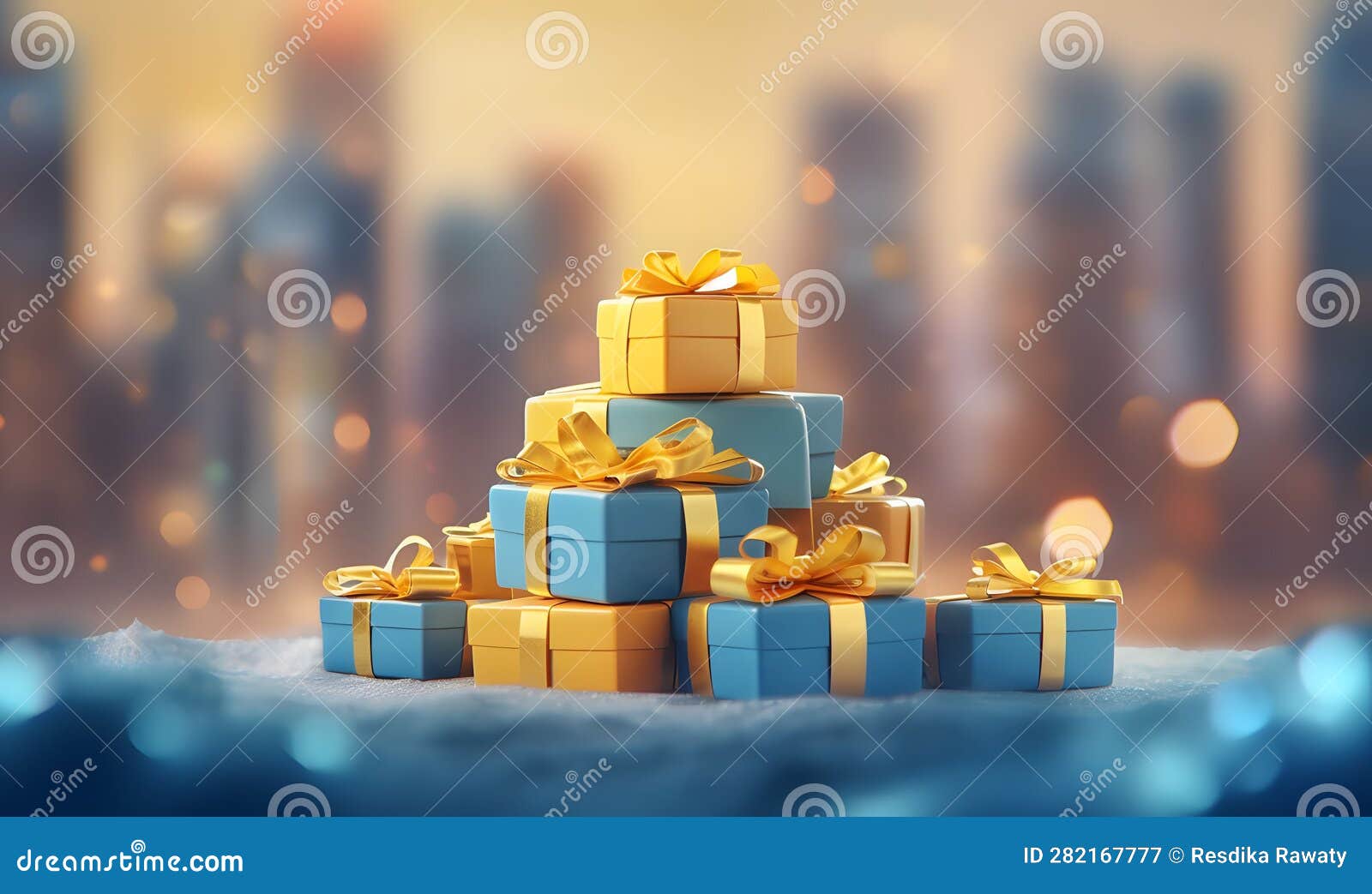 A Stack of Blue and Gold Gift Boxes. Gift Packages. Generative AI Stock ...