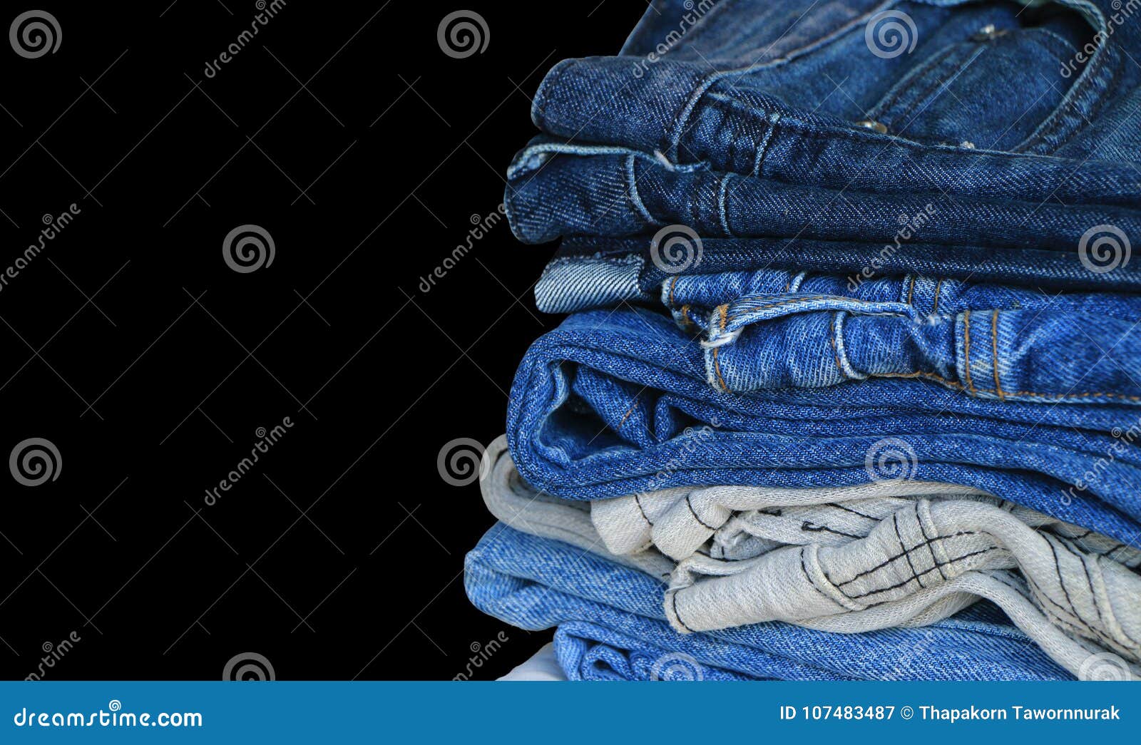 Stack of blue jeans stock image. Image of backdrop, market - 107483487