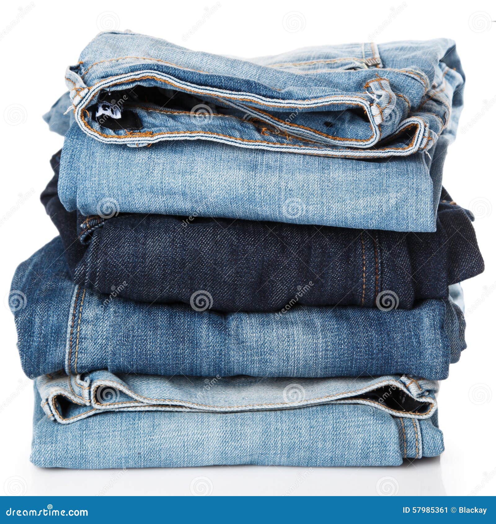 Stack of blue jeans stock image. Image of color, outfit - 57985361