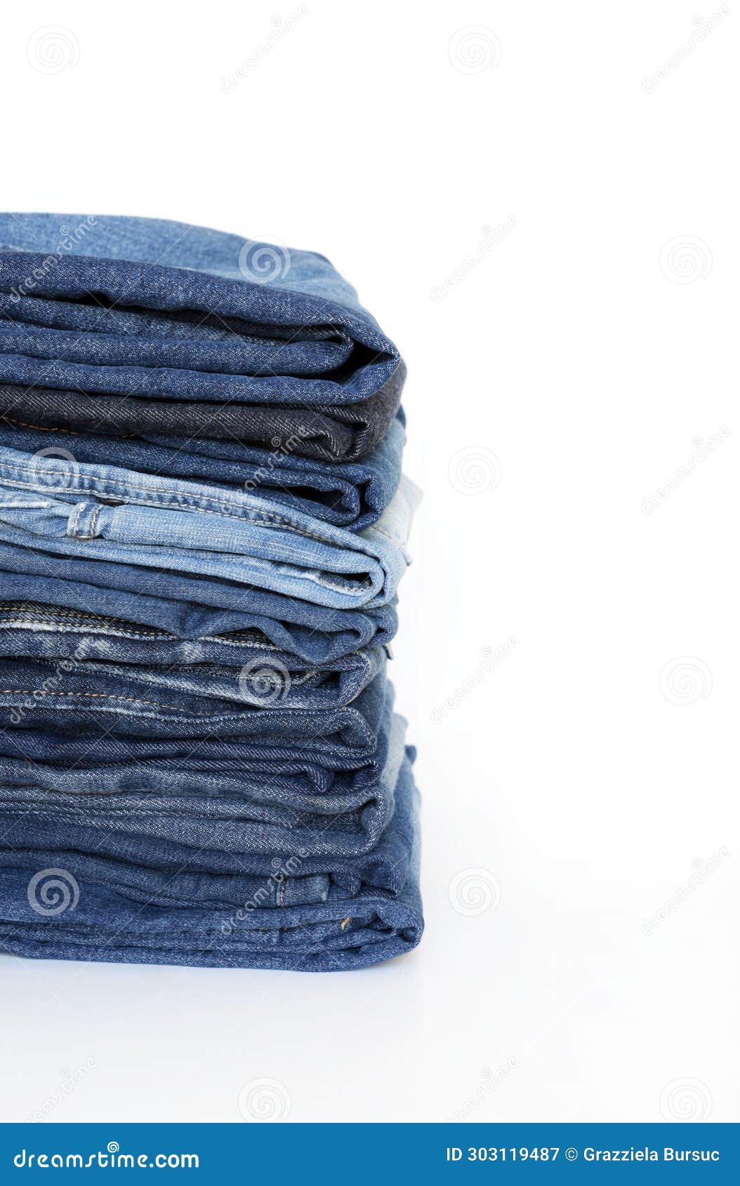 Stack of blue jeans. stock image. Image of cloth, garment - 303119487