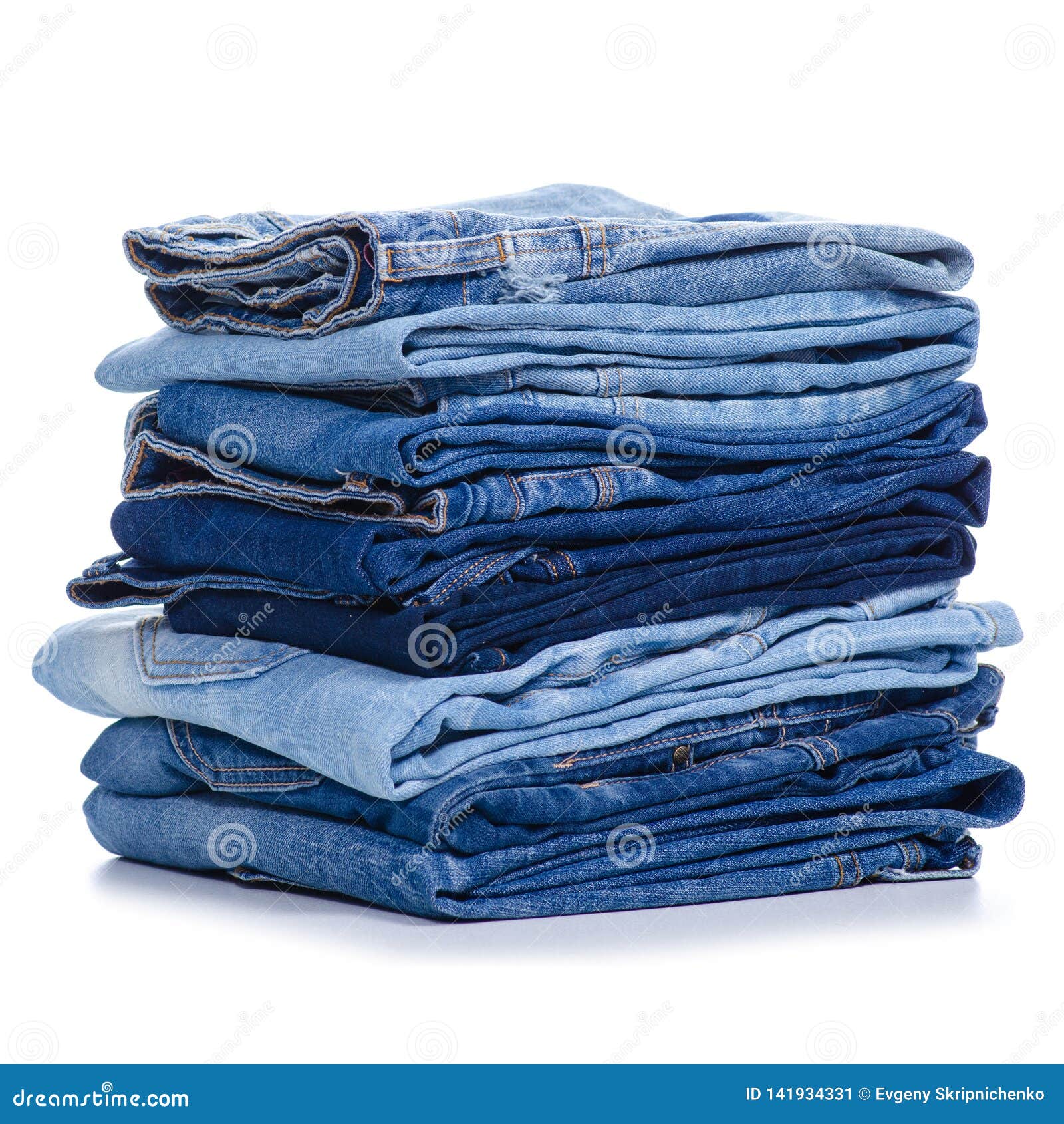 Stack blue jeans stock image. Image of light, front - 141934331