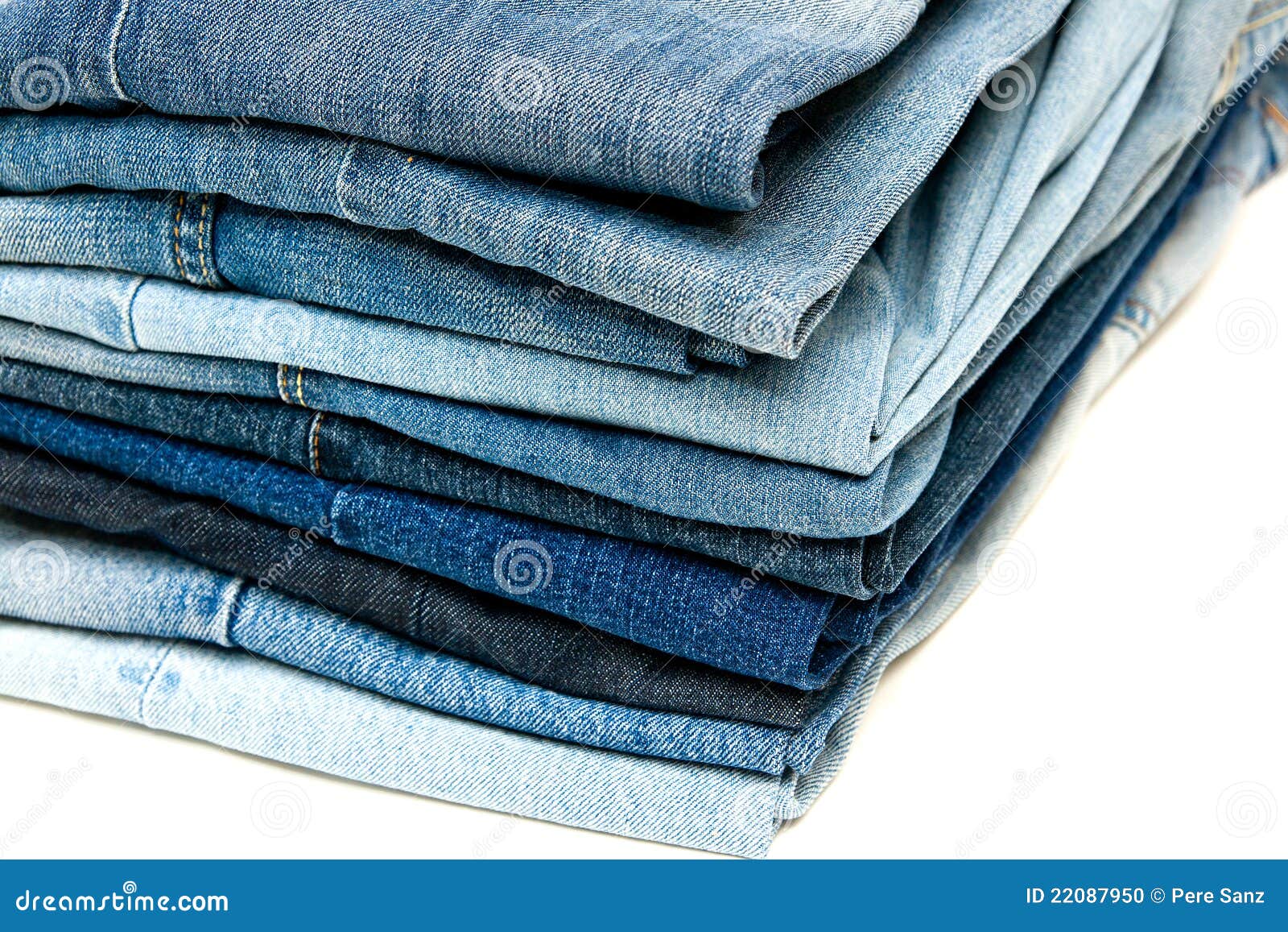 Stack of Blue Jeans on White Stock Photo - Image of light, outerwear ...