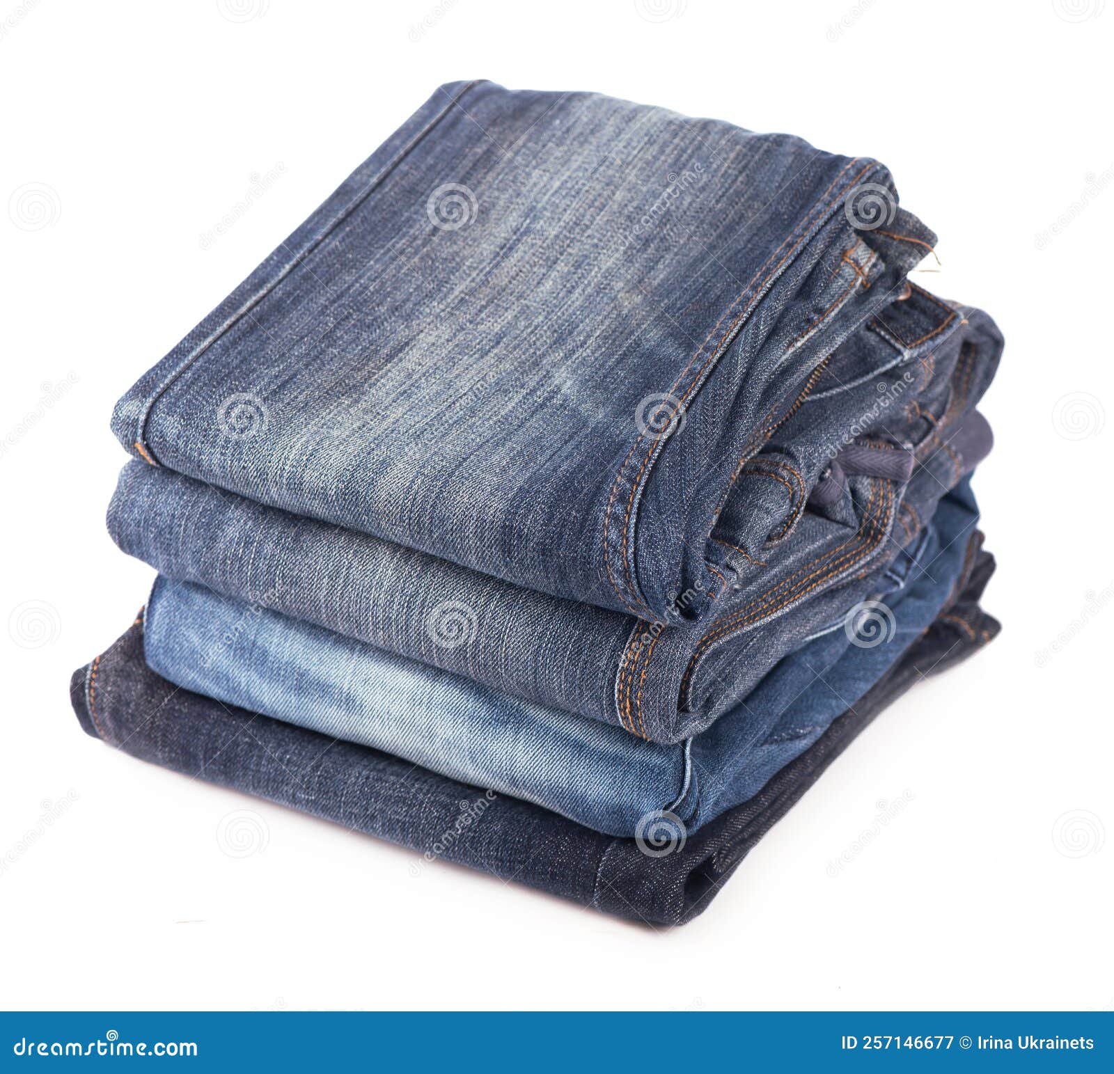 Stack of Blue Jeans on a White Background Stock Image - Image of design ...