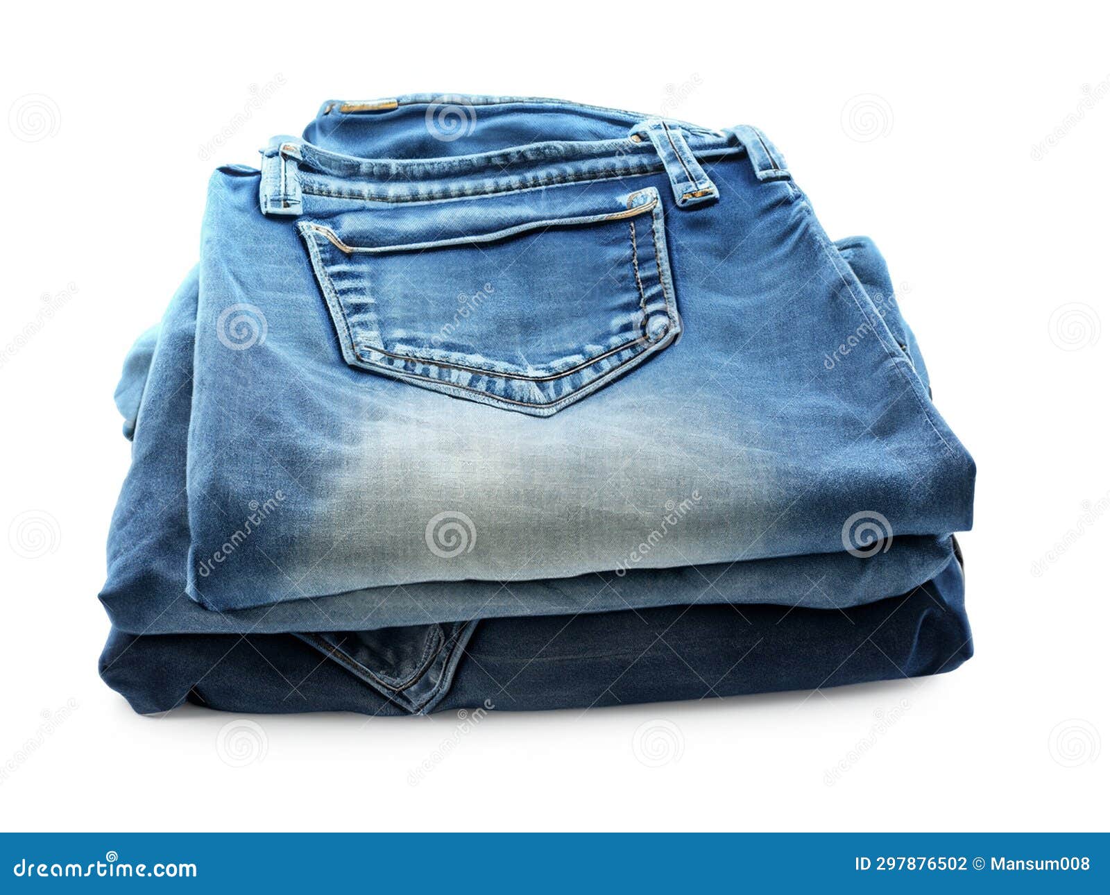 Stack of Blue Jeans with White Background Stock Photo - Image of ...