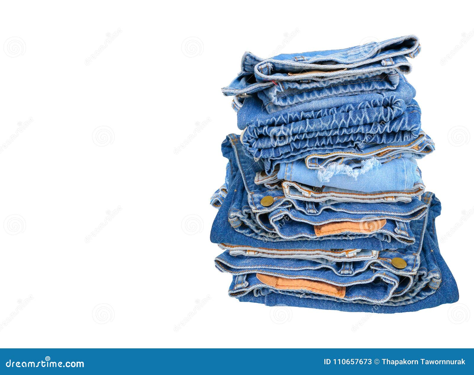 Stack of blue jeans stock image. Image of clothing, denim - 110657673