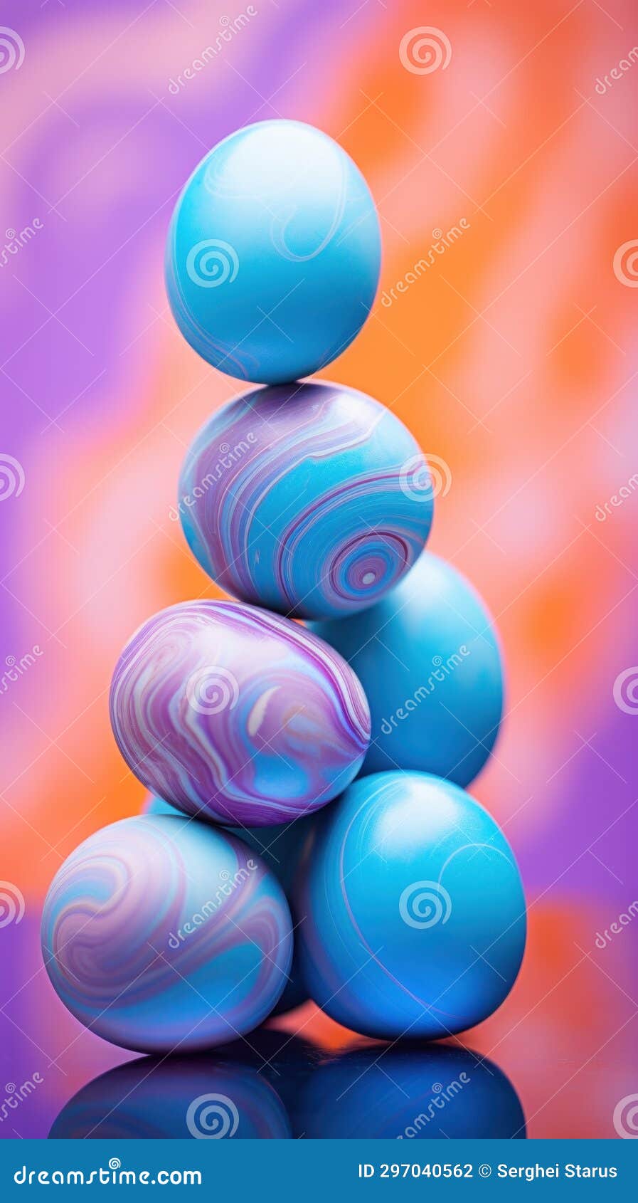 A Stack of Blue Marble Balls on a Table, AI Stock Illustration ...