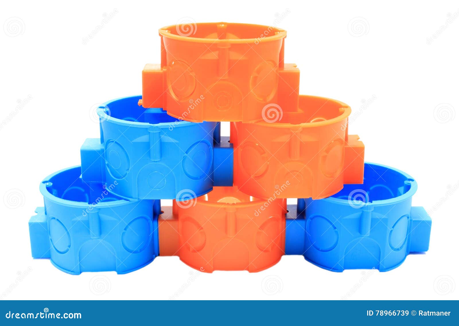 Stack of Blue and Orange Electrical Boxes. White Background Stock Image ...