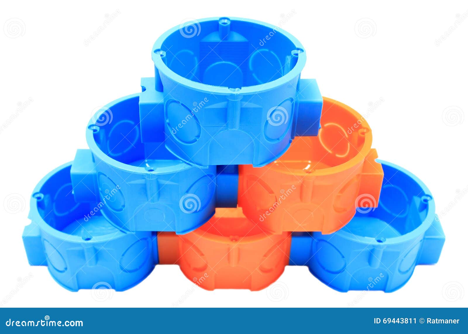 Stack of Blue and Orange Electrical Boxes. White Background Stock Image ...