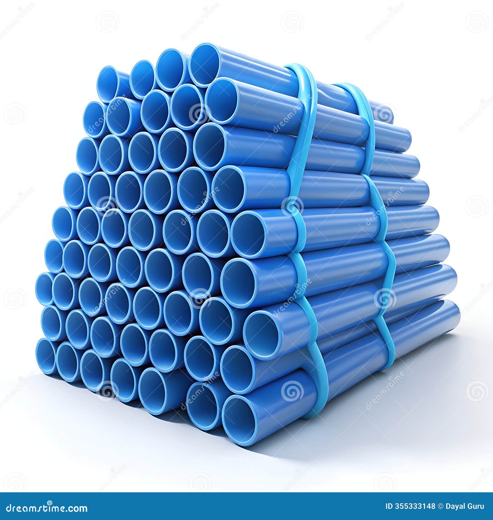 Stack of Blue Plastic Pipes Isolated on White Background, Plumbing ...