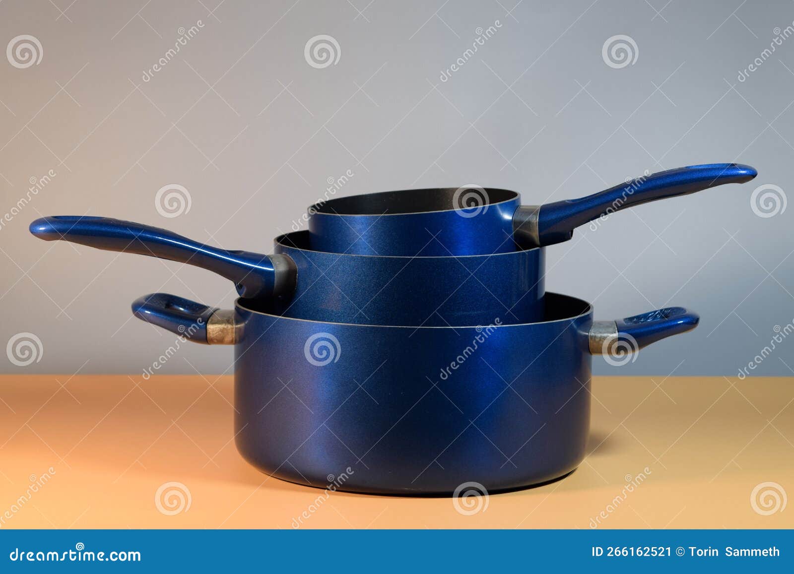 Stack of Blue Pots on Blue Background Stock Image - Image of food ...