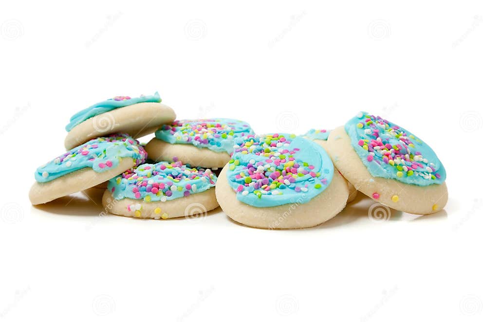 Stack of Blue Sugar Cookies on a White Background Stock Image - Image ...