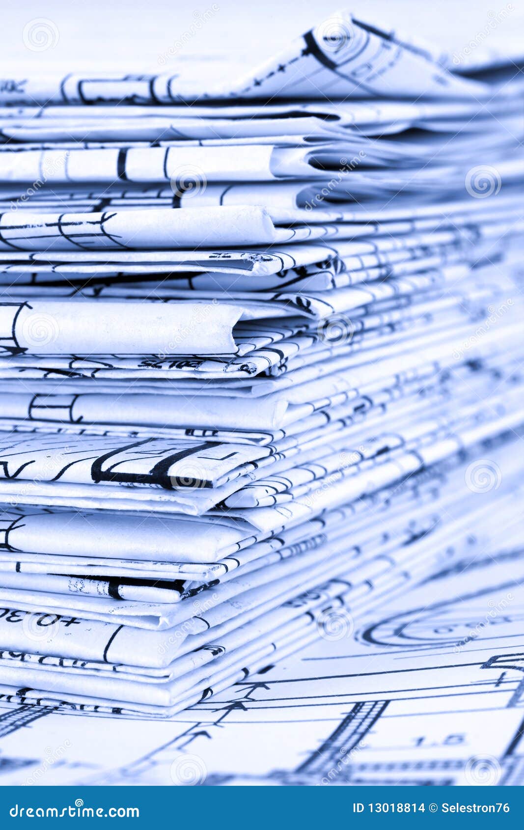 Stack of Blueprints stock photo. Image of architectural - 13018814