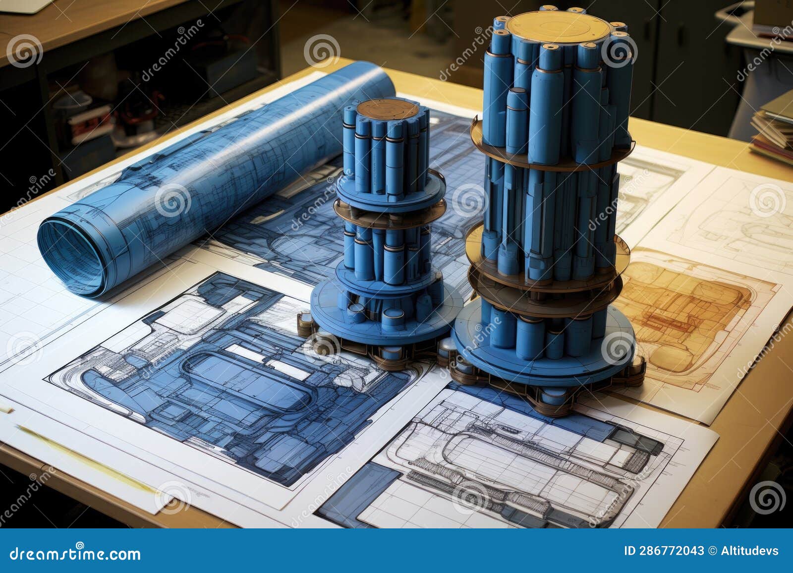 Stack of Blueprints for Nuclear Battery Design Stock Image - Image of ...