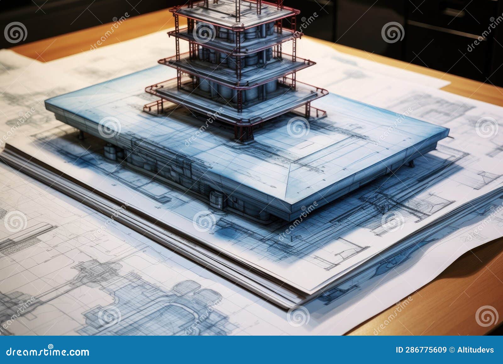 Stack of Blueprints for Nuclear Battery Design Stock Illustration ...