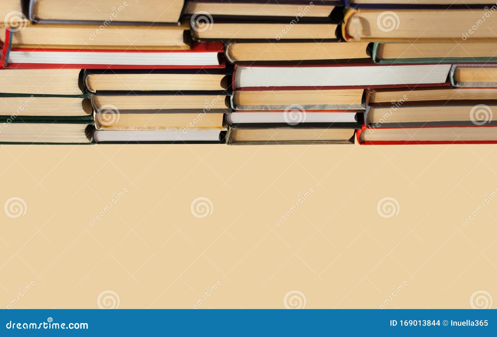 Stack of Book on Beige Vanilla Background, Education Concept, Back To ...