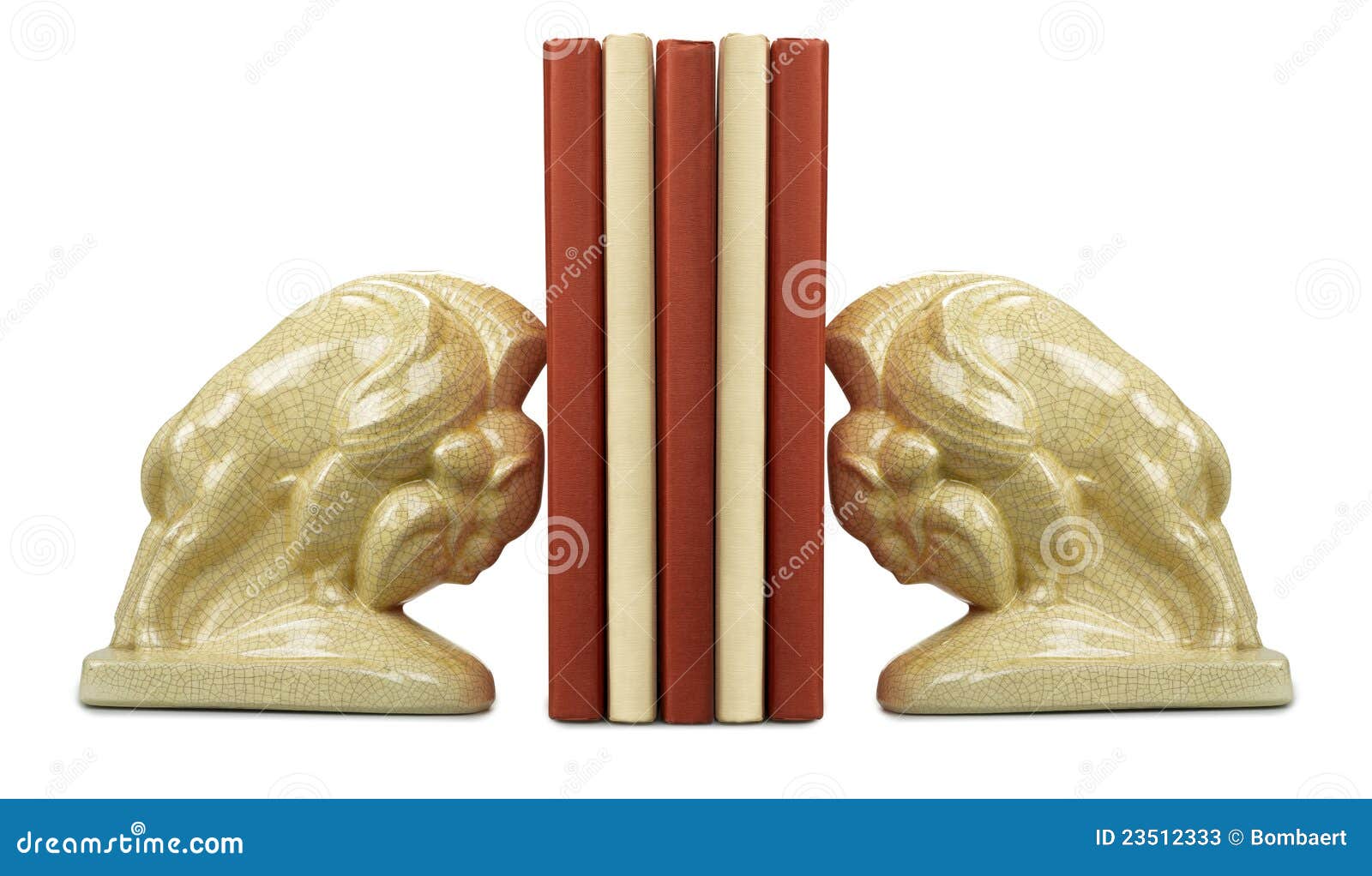 A Stack of Book between Bookends Stock Image - Image of isolated ...