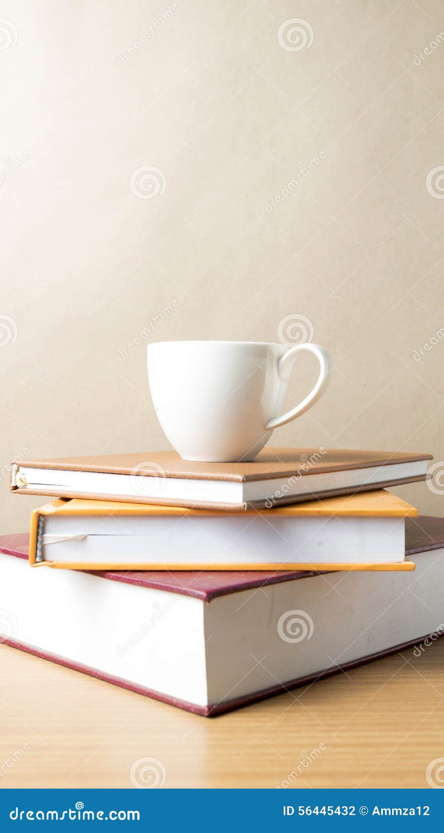 Stack of Book with Coffee Cup Stock Photo - Image of heart, rain: 56445432