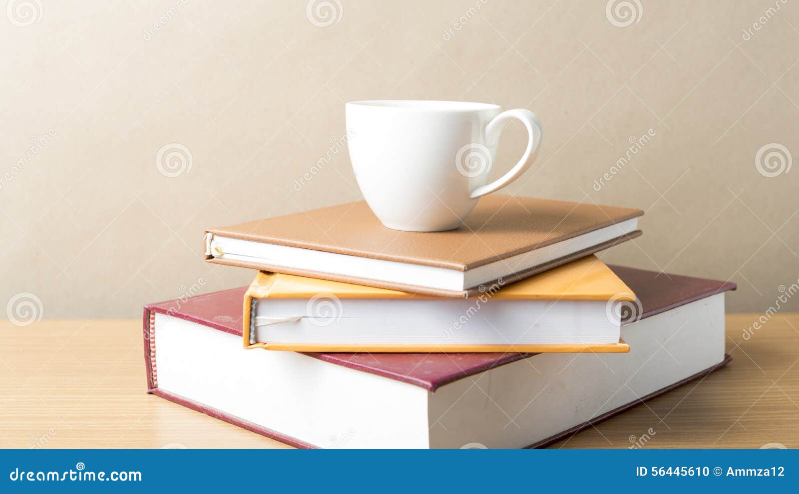 Stack of Book with Coffee Cup Stock Photo - Image of table, rainy: 56445610