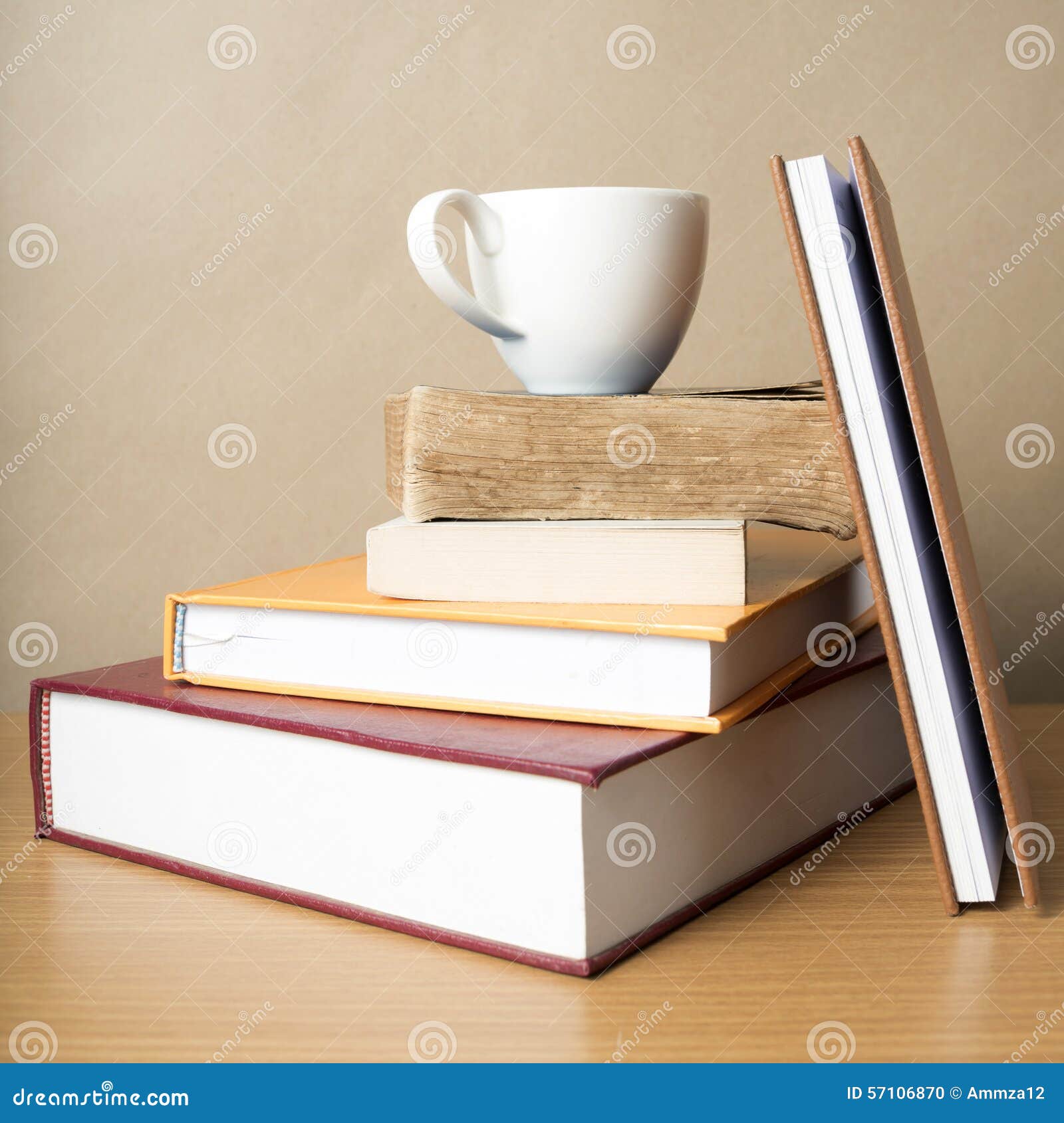 Stack of Book with Coffee Cup Stock Photo - Image of heart, design ...
