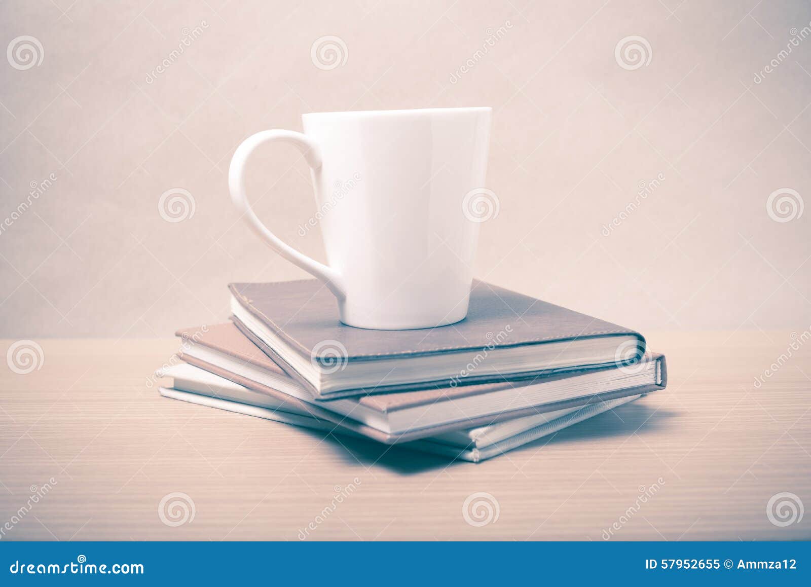 Stack of Book with Coffee Mug Vintage Style Stock Image - Image of ...