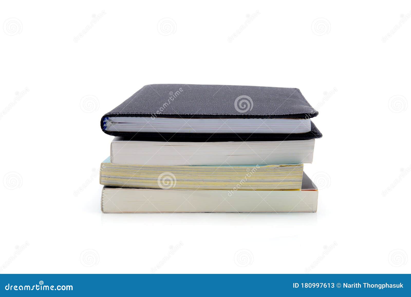 Stack of Book Isolated on White Background, Notebook and Textbook, Heap ...