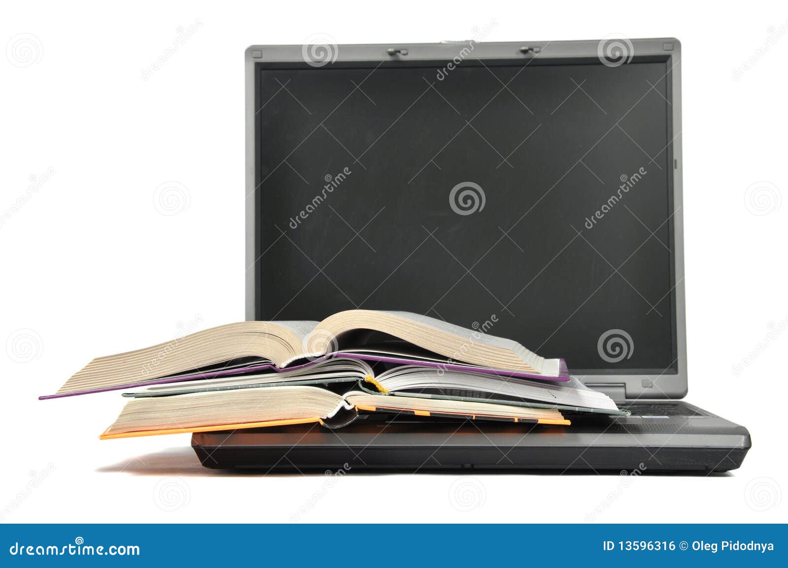 Stack of book and laptop stock photo. Image of mobile - 13596316