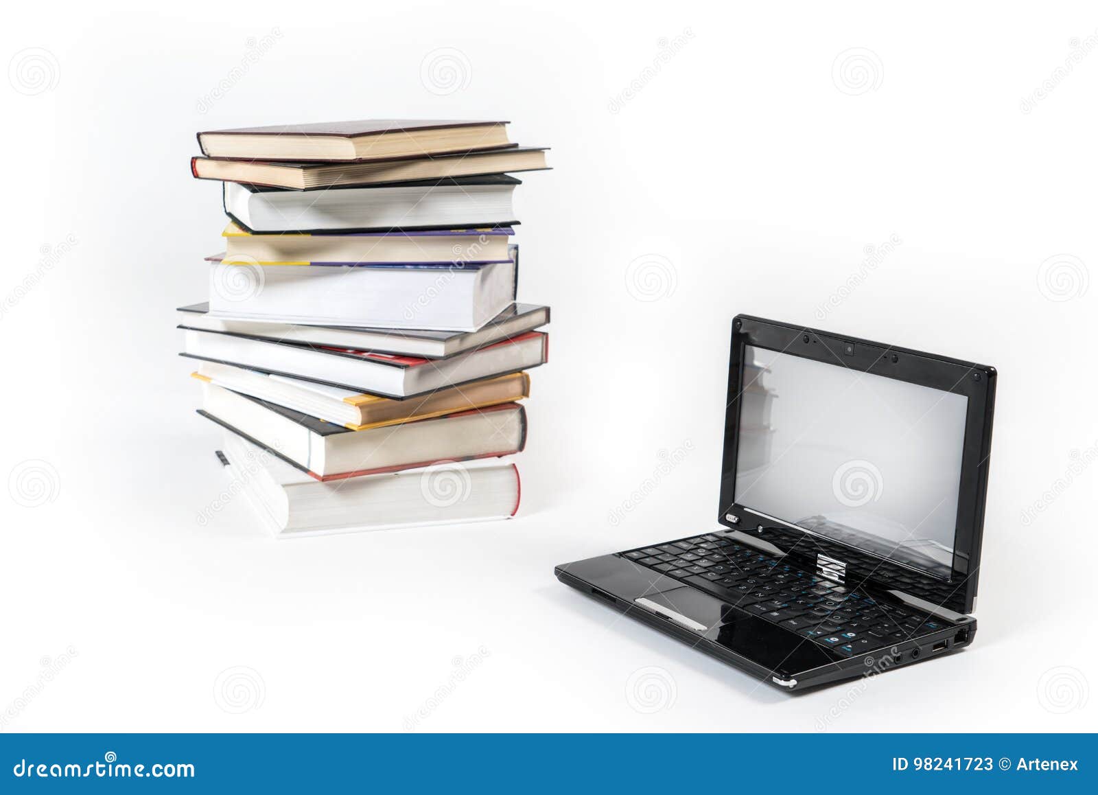 Stack of Book and Laptop Isolated on White Background Stock Image ...