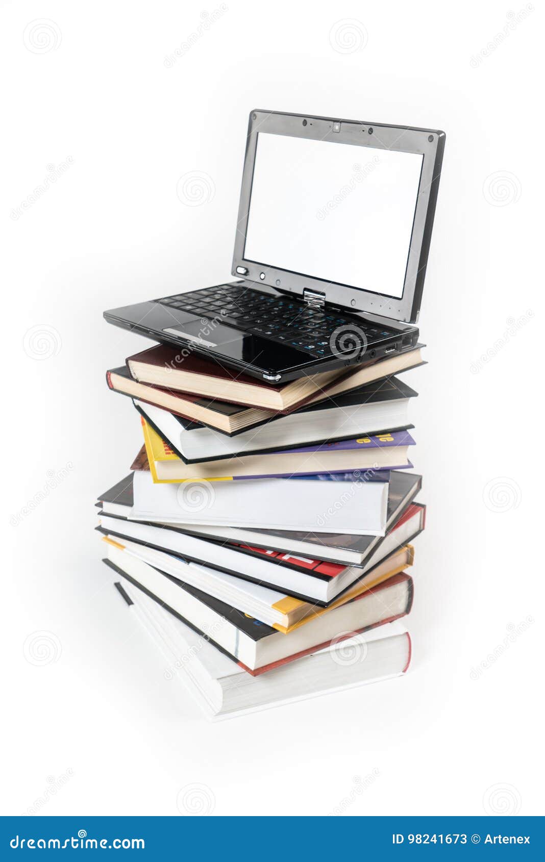 Stack of Book and Laptop Isolated on White Background Stock Image ...