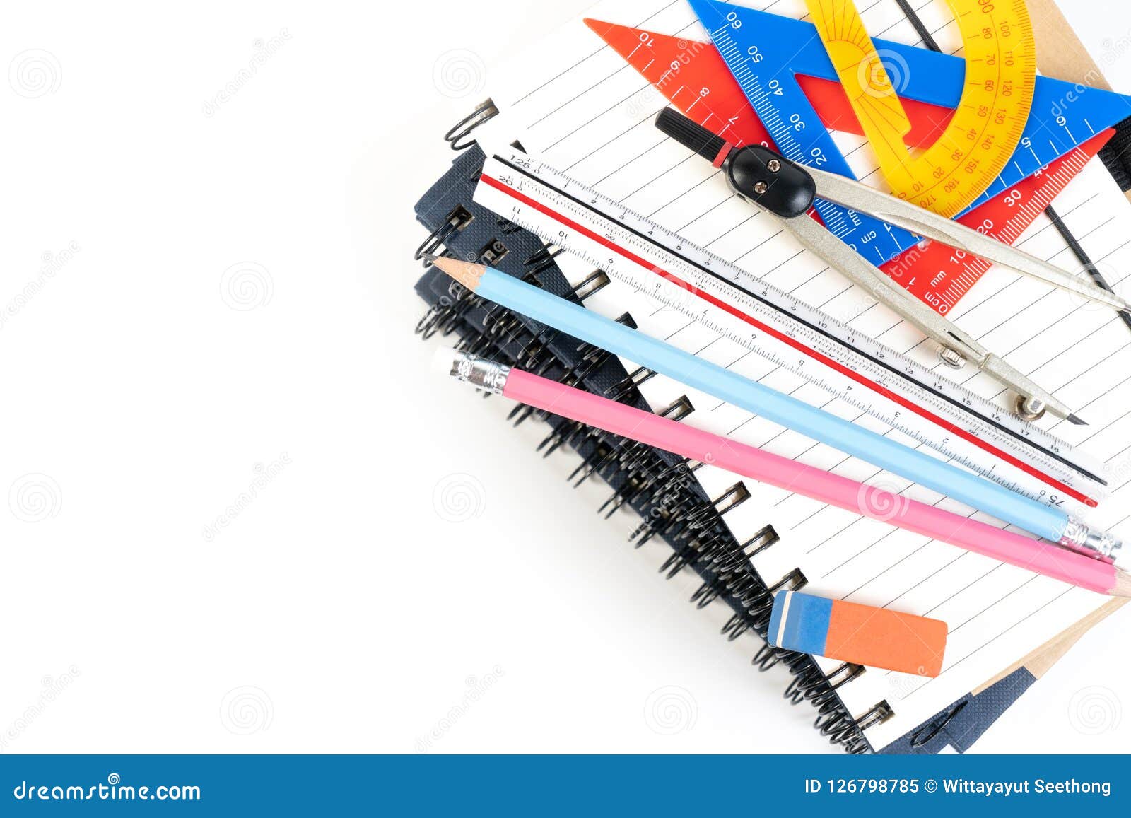 Stack of Book, Office Mathematics Education Class with Math Supplies ...