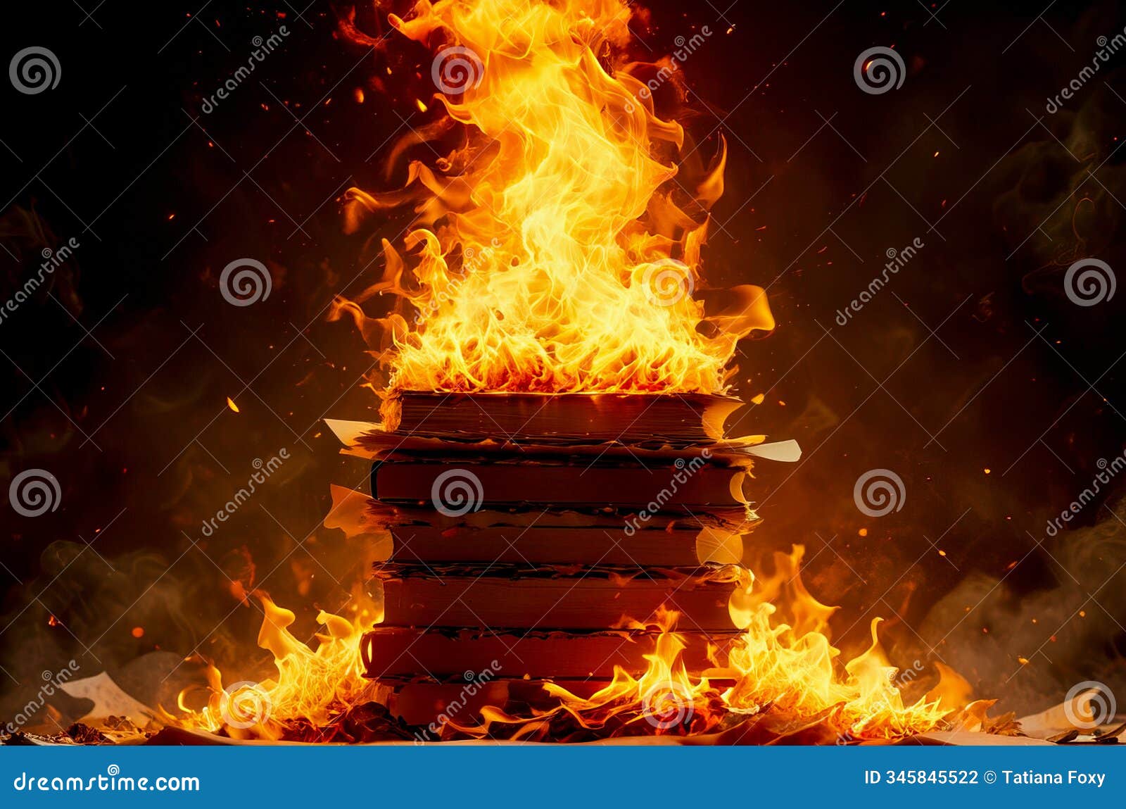 Stack of Book or Paper Burning in Fire Stock Photo - Image of fire ...