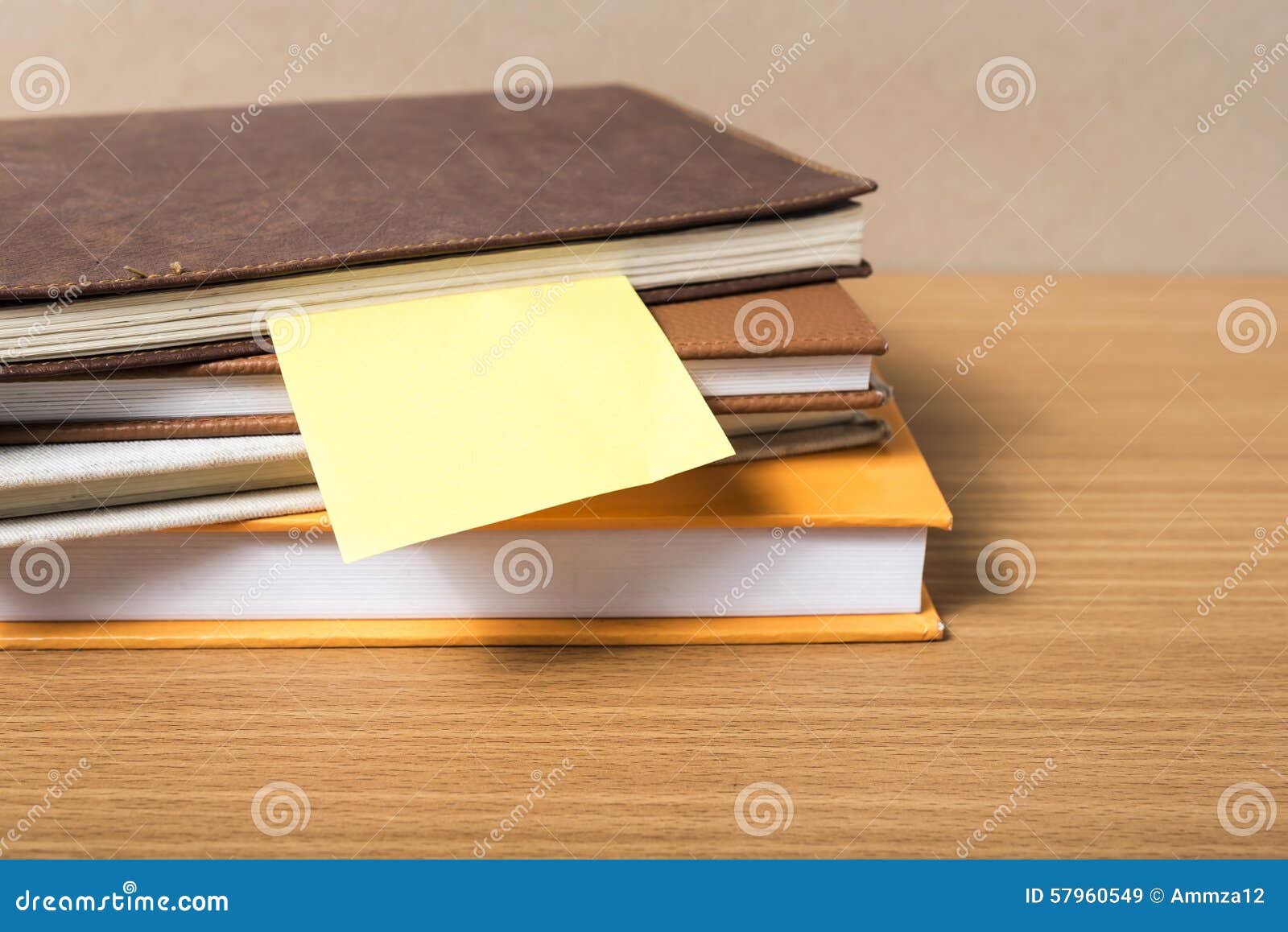 Stack of Book with Sticky Note Stock Image - Image of smart, heap: 57960549