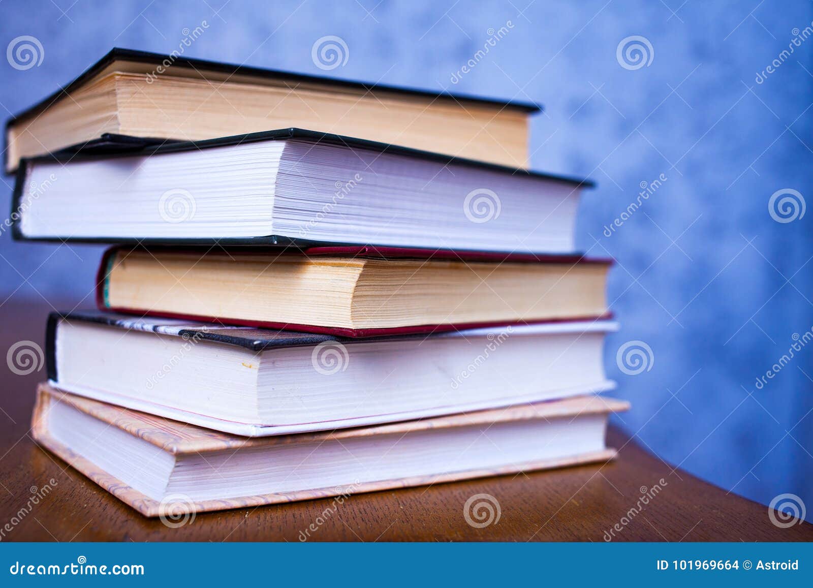 Stack of Book on the Wooden Desk Stock Photo - Image of life, read ...